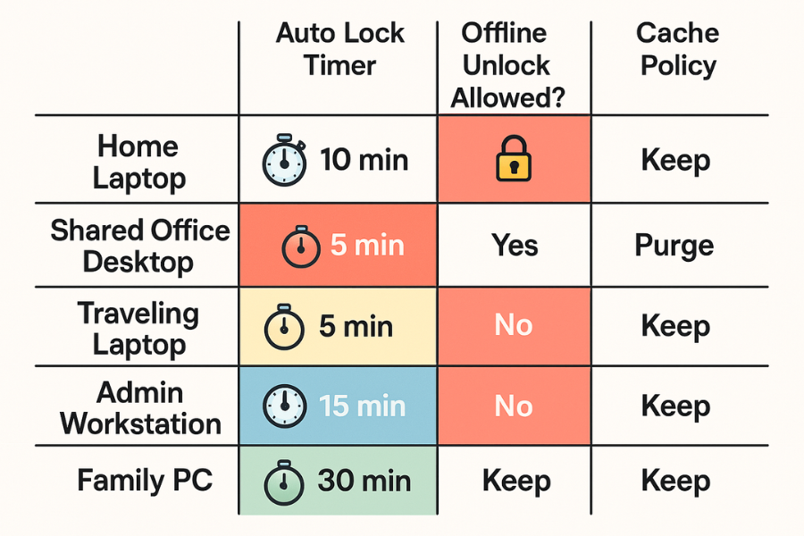 Safe Defaults : Auto Lock Timers, Offline Unlock, And Cache Policies ...